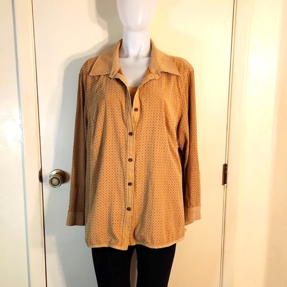 White Stag | Tops | White Stag Womens Faux Suede Eyelet Career Shirt W Attached Tank 82w Tan ...